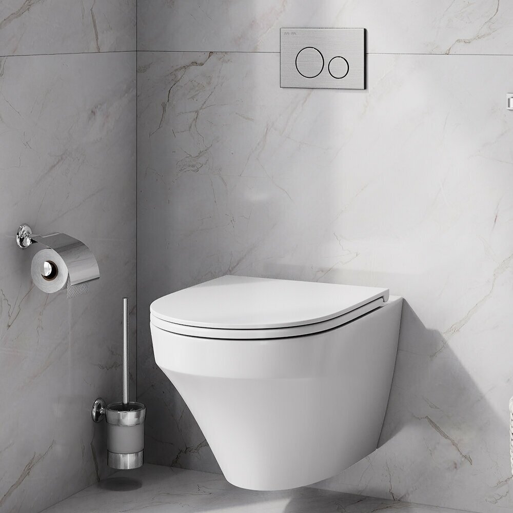 Унитаз подвесной AM.PM Move из стекловидного фарфора, безободковый, с быстросъемным сиденьем микролифт