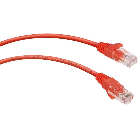 Патч-корд Cabeus U/UTP PC-UTP-RJ45-Cat.5e-1m-RD категория 5е, 2xRJ45/8p8c, неэкранированный, красный, PVC, 1м