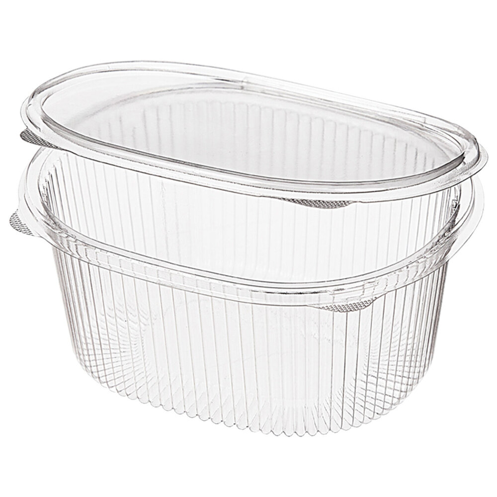 Одноразовый контейнер овальный 1000 мл С крышкой ЮП-РКС, комплект 420 шт, прозрачный ПЭТ, ЮУПМ6006