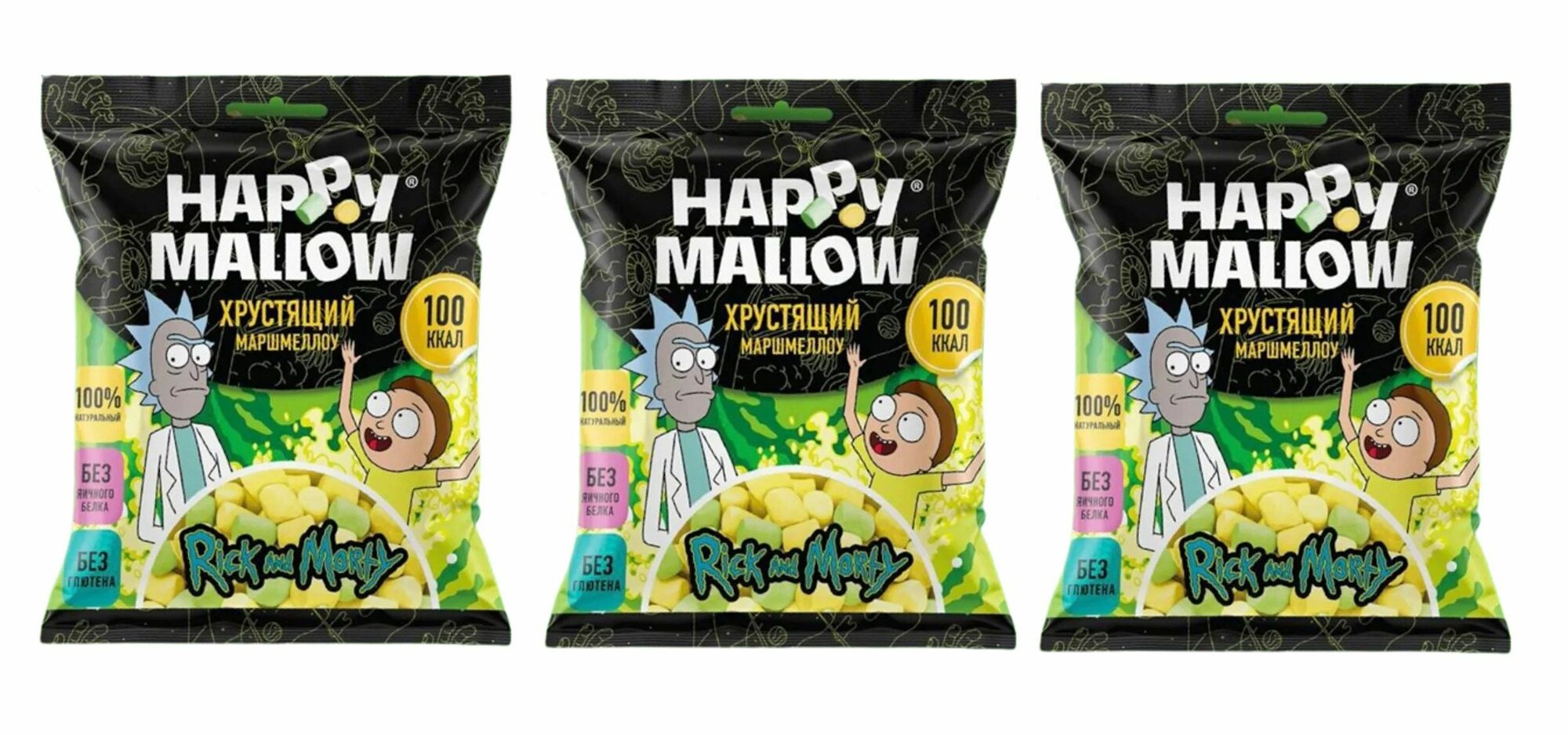 Happy Mallow Rick and Morty Маршмеллоу 3шт по 30г