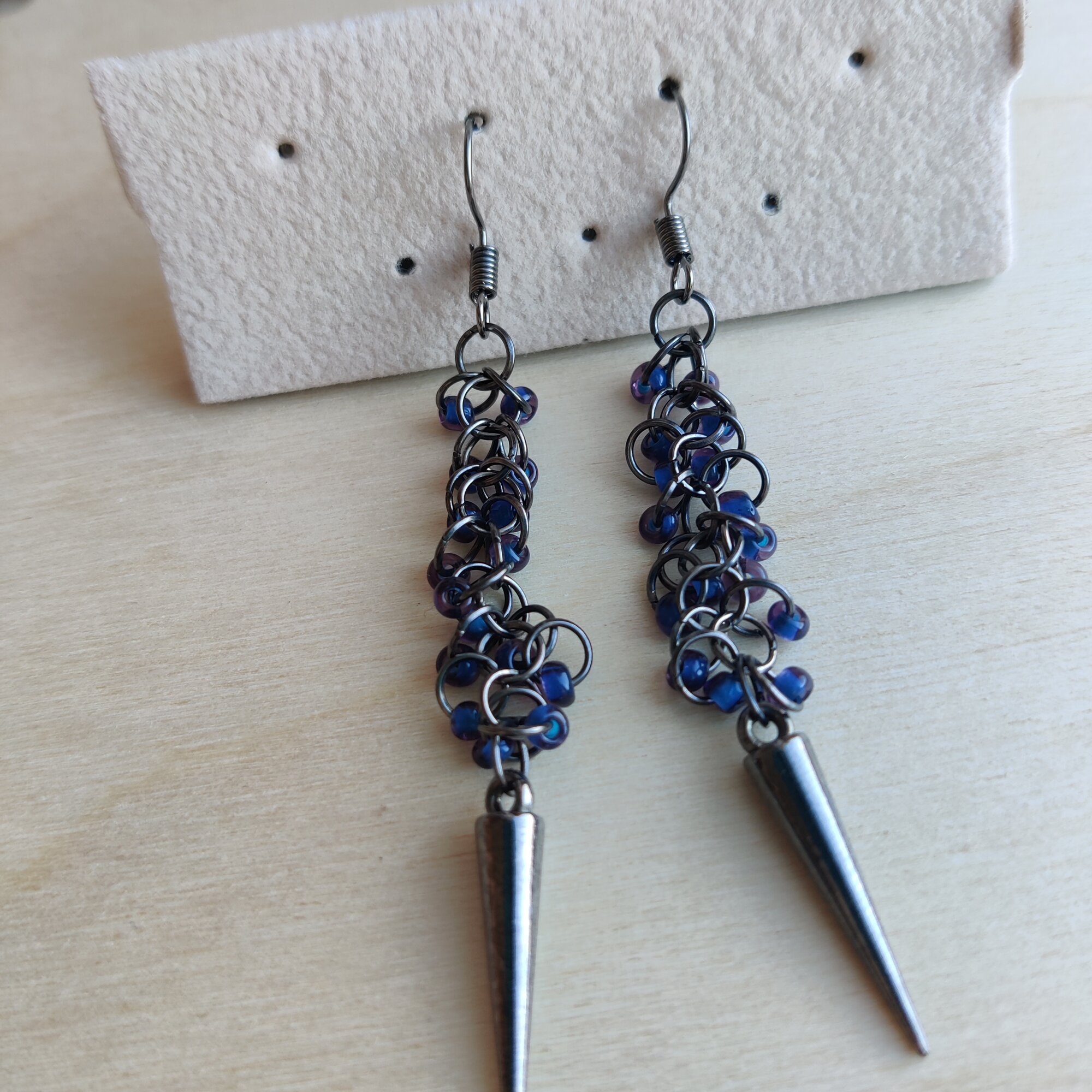 Серьги Hope's jewelry, бисер, стекло, размер 75 мм, темно-синий — фото 1