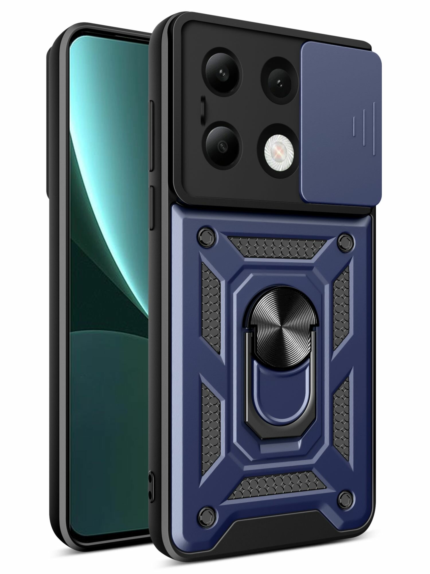 Чехол противоударный armors для Xiaomi Redmi Note 13 4G / Редми Нот 13 4G с защитой камеры (Темно-синий)
