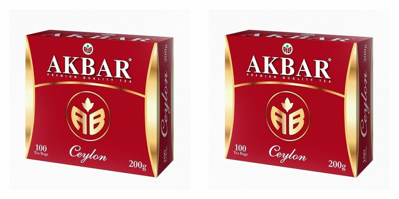 Akbar Чай черный Ceylon, 100 пак х 2 гр, 2 шт