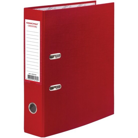 Папка-регистратор Офисмаг с арочным механизмом, покрытие из ПВХ, 50 мм, красная, 225754
