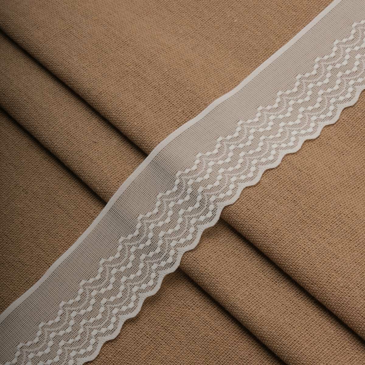 Кружево эластичное для рукоделия и шитья Айрис, 4,2см*22,86м (белый)