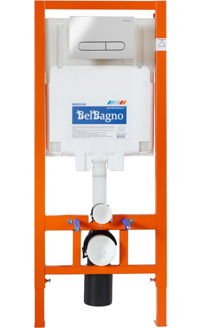 Комплект 3 в 1 Унитаз подвесной с сиденьем BelBagno DUE BB3103CHR/SC + Система инсталляции для унитазов BB002-80 кнопкой смыва BB005-PR-CH BB3103CHR/SC/BB002-80/BB005-PR-CHROME