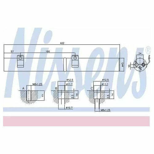 Осушитель кондиционера Nissens 95596 для Mercedes GL-CLASS X164, M-CLASS W164, R-CLASS W251, V251