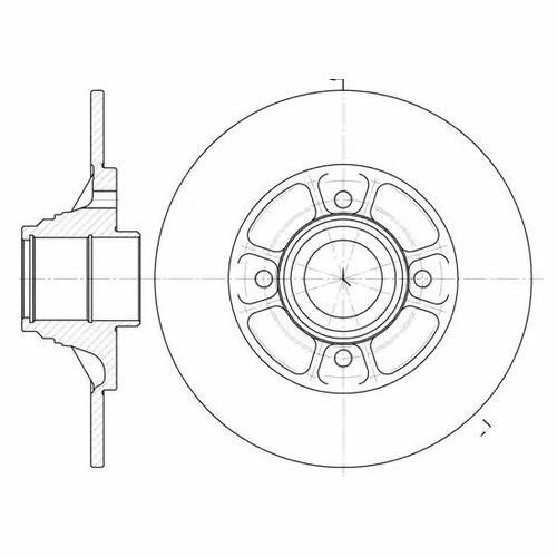 Тормозной диск задний Roadhouse 607500 для Renault 19 I, II, Clio I, II, Megane I, III
