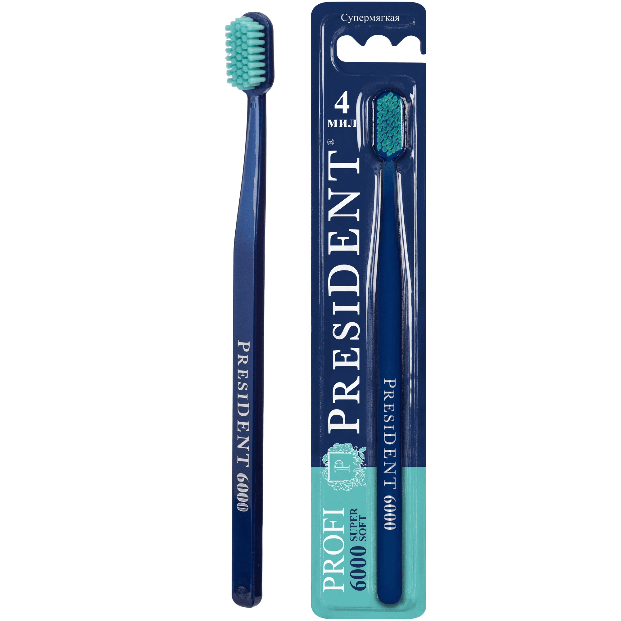 Зубная щетка PresiDENT Profi 6000 супермягкая, синяя