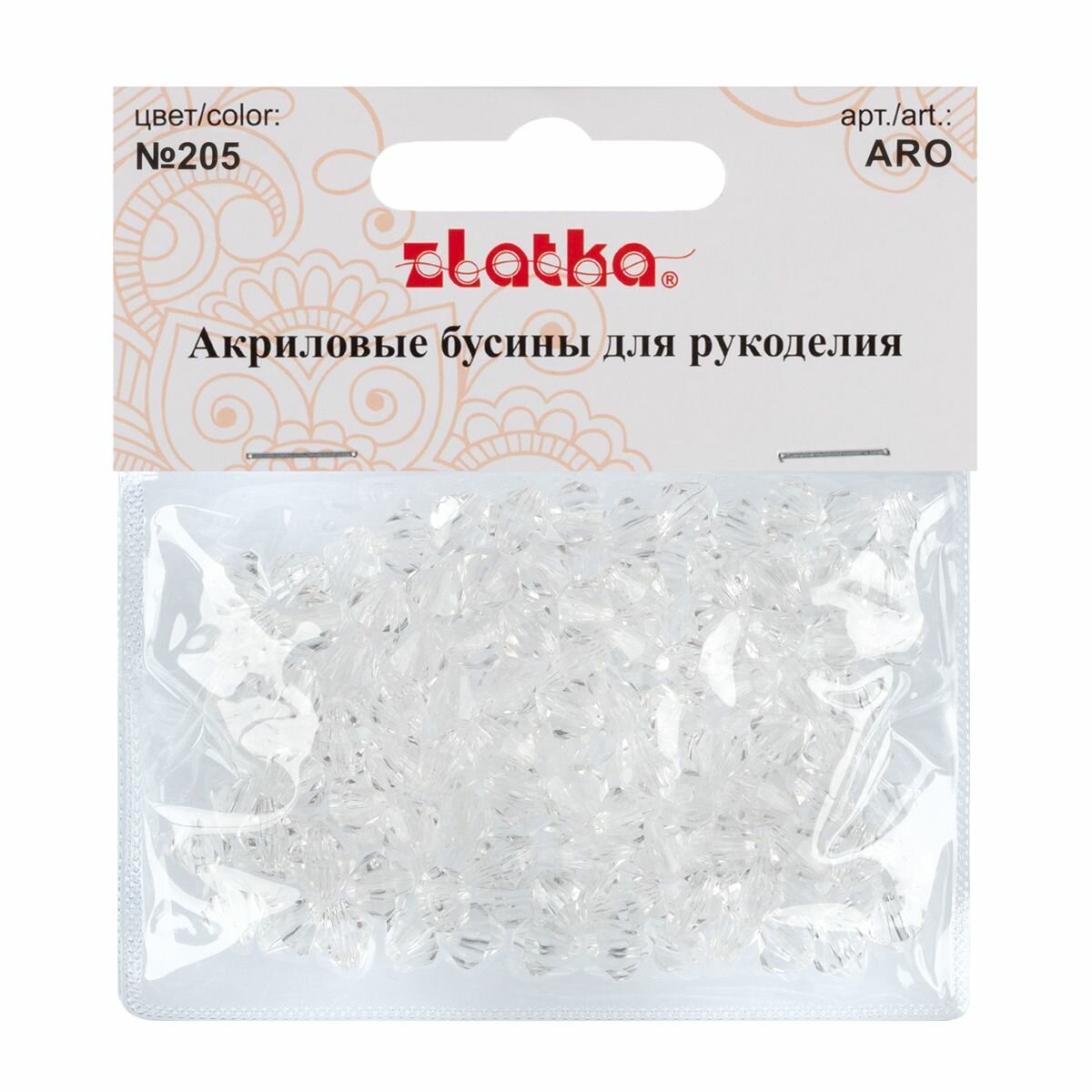 Бусины акрил "Zlatka"ARO 7 х 8 мм 25 г 205 прозрачный