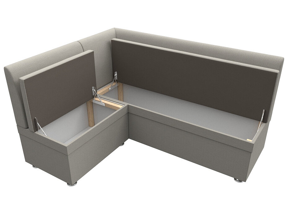 Диван кухонный угловой Уют левый угол, рогожка, механизм нераскладной, Амур бежевый, 150x125x88см. Хит Диванов