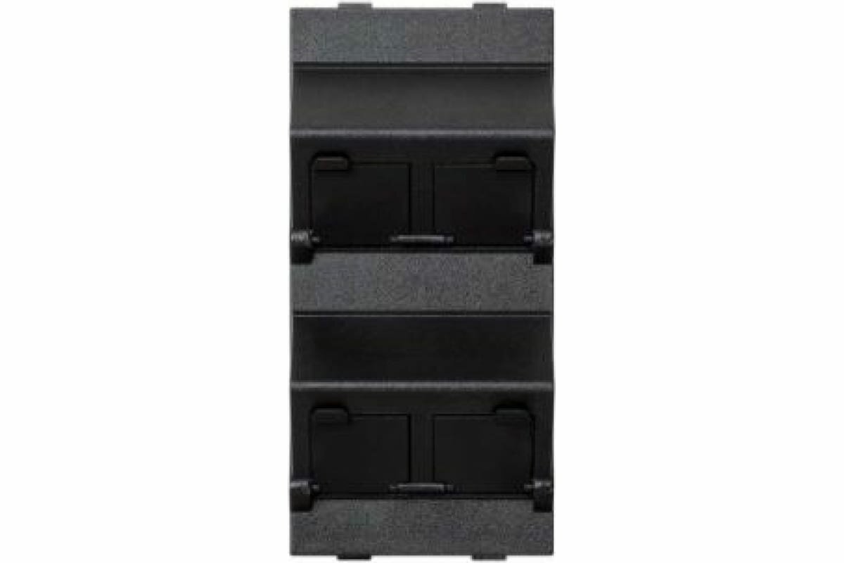 Simon Connect Графит Плата наклонная со шторками на 4 модуля MD (RJ45, оптоволокно), Cima-модуль 52x108мм, S80C-14