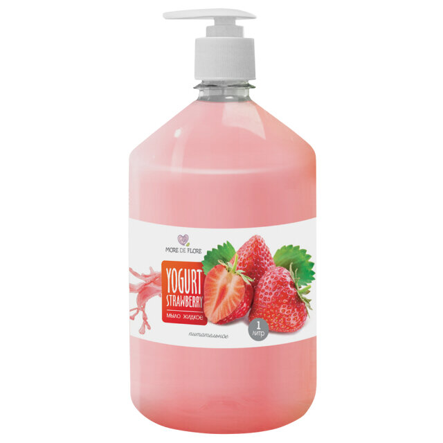 MORE DE FLORE Жидкое мыло Йогурт и клубника - бережное очищение рук, мягкость кожи, 1 л