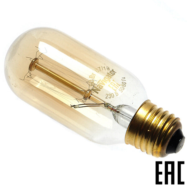 Лампа накаливания "ретро" "цилиндр" золотистая 60Вт 71958 NI-V-T45-SС15-60W-230V-E27 Navigator (2 шт. в комплекте)