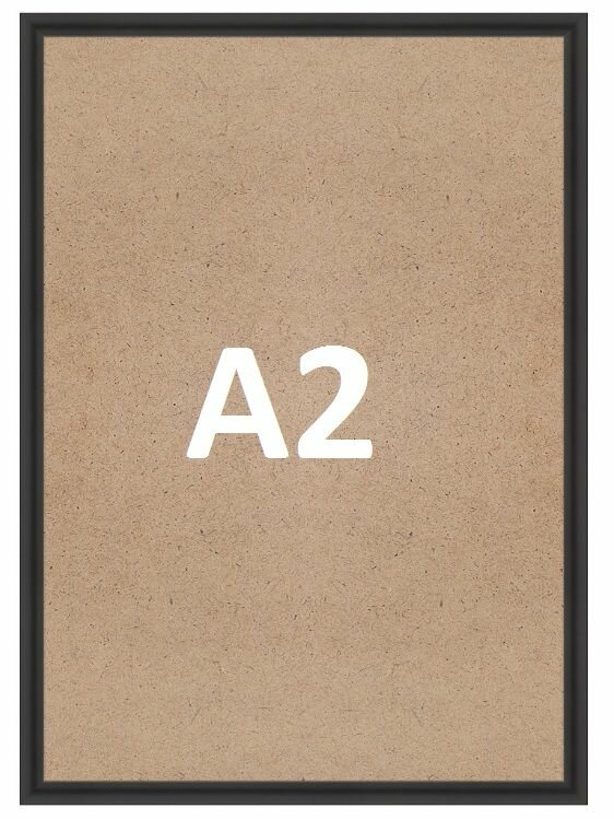 Рамка алюминиевая Клик, А2 (42х59.4) прямой угол, Черный, защелкивающийся профиль