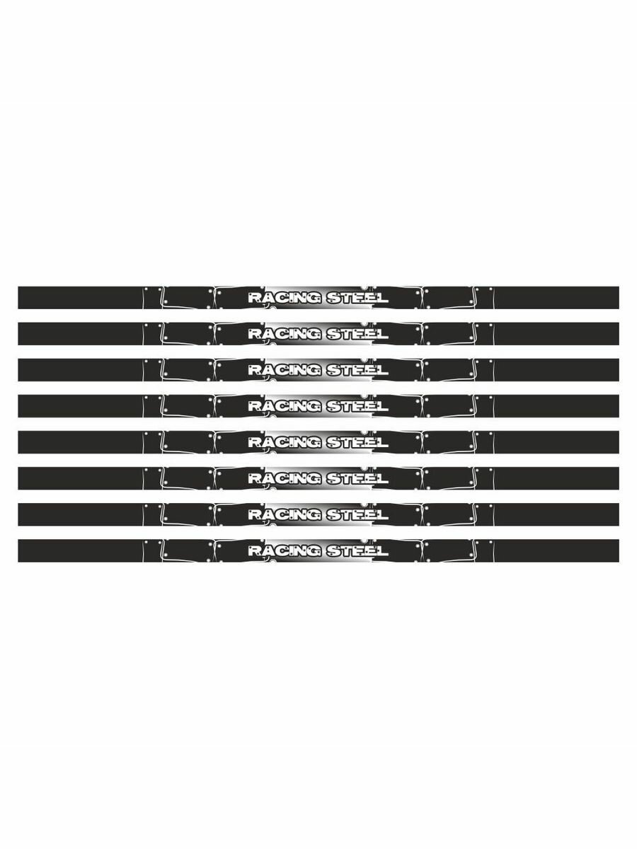Наклейка-молдинг "RACING STEEL", черный, 1000х40мм, (к-т 8 шт.), Арт рэйсинг