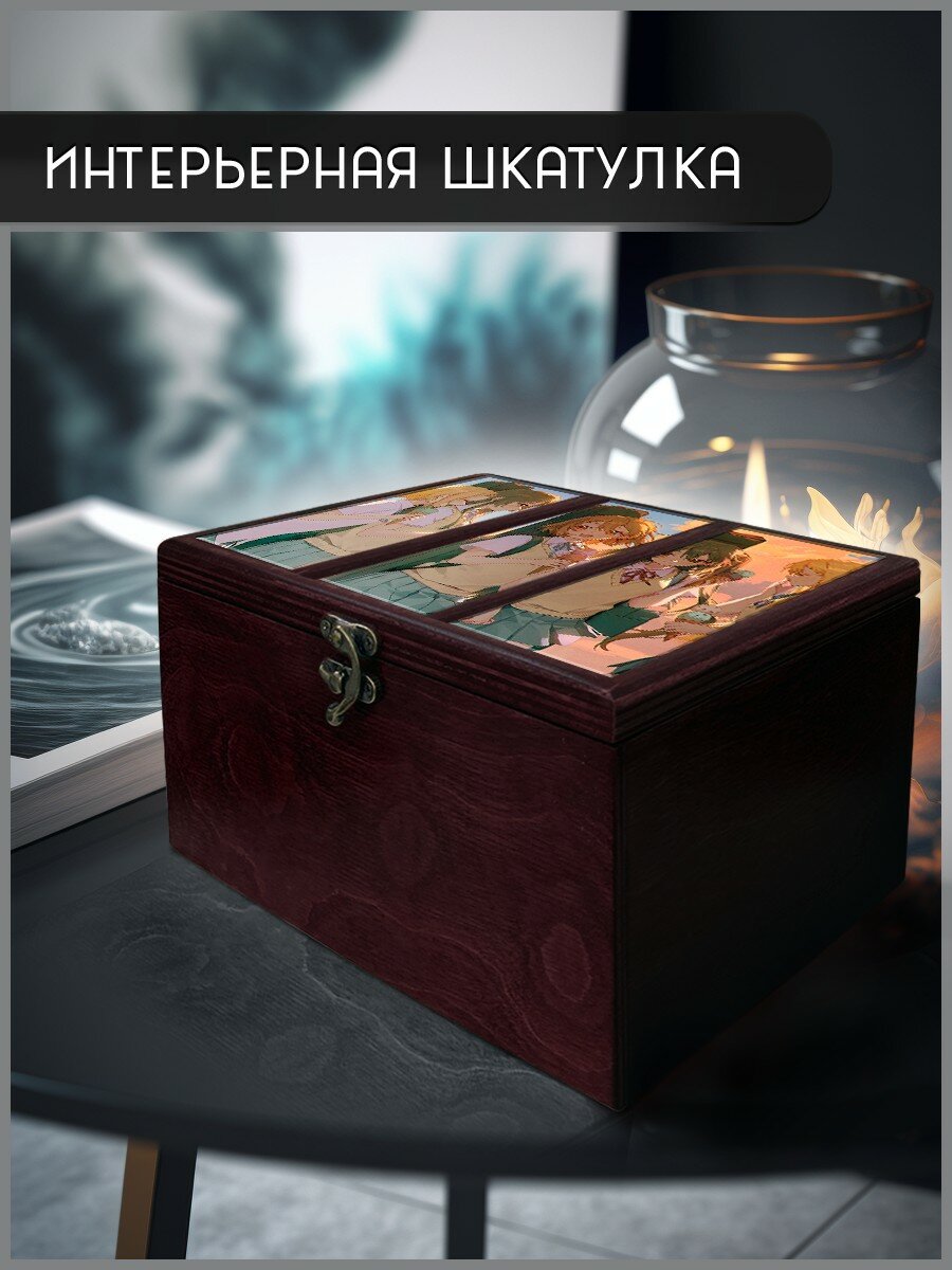 Шкатулка интерьерная вишня "Тройная" для украшений универсальная 22x17x12 см Аниме k on (Кэй он, аниме, anime, музыка, Юи, Мио, Рицу, Цумуги, Харухи Судзумия) - 932