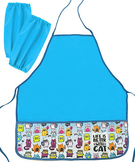Фартук для труда с нарукавниками "Коты", с 2 карманами