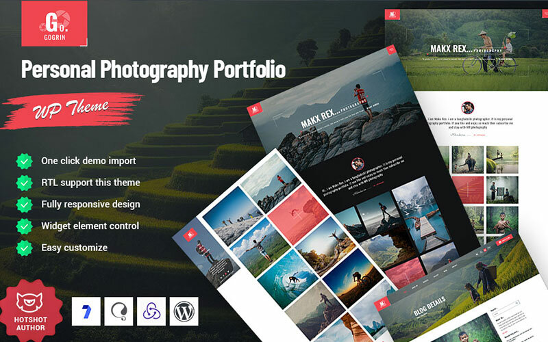 Подарочный сертификат на Шаблон для сайта Вордпресс с демоконтентом Gogrin - Personal Photography Portfolio Theme WordPress