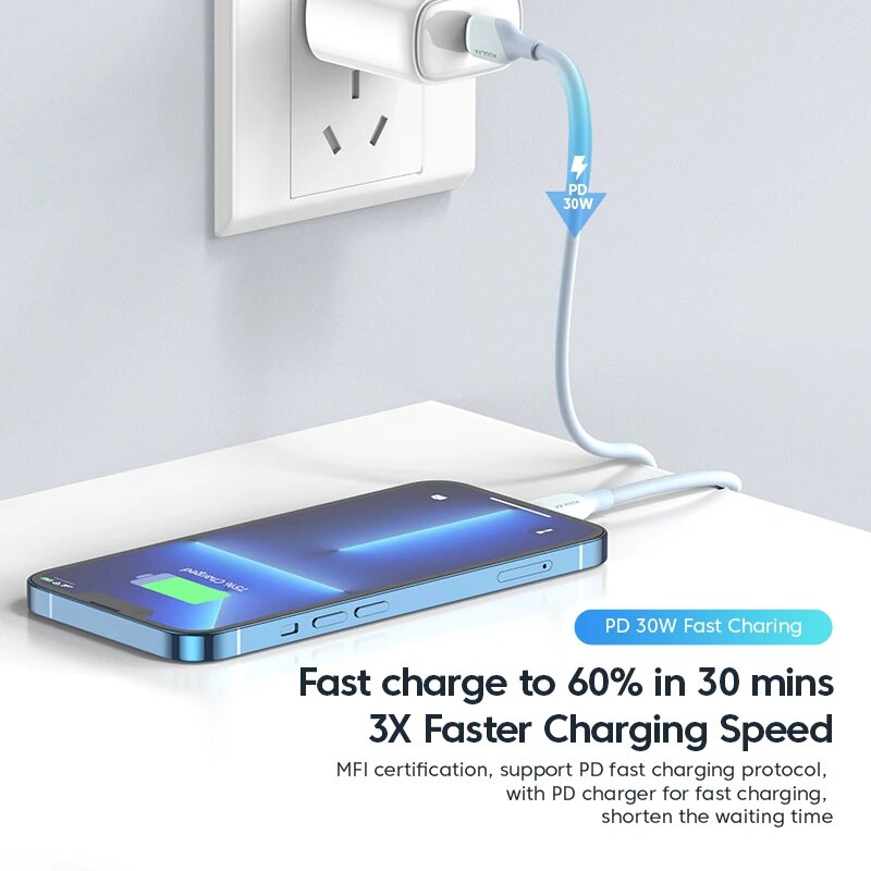 KUULAA 2m USB-C - Lightning кабель, Blue, MFi — фото 1