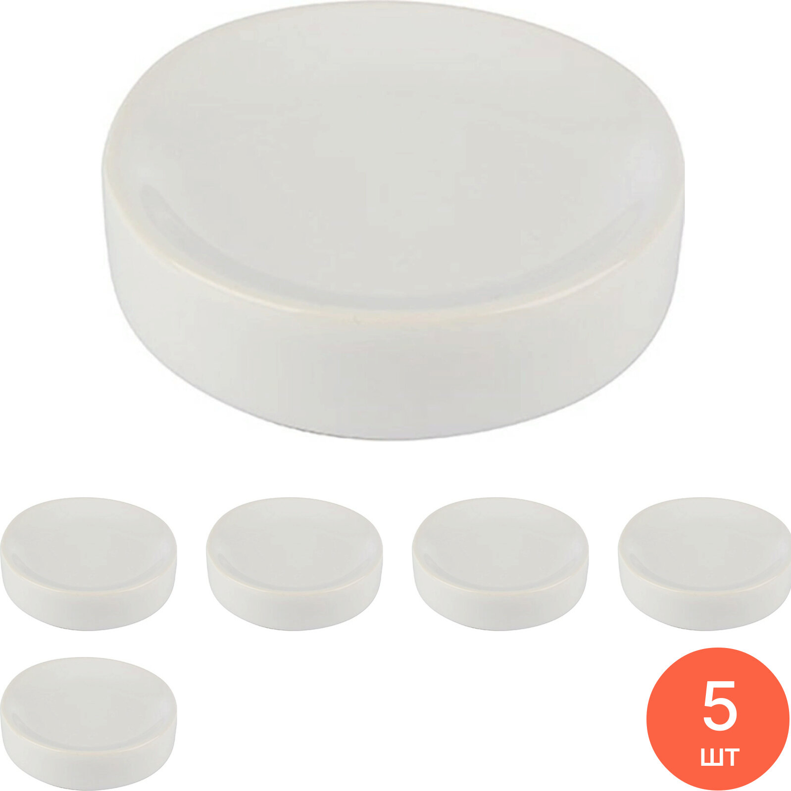 Мыльница Рыжий кот Классика круглая настольная керамическая белая 10.3x10.3x2.5см / держатель для мыла / аксессуары для ванной и кухни (комплект из 5 шт)