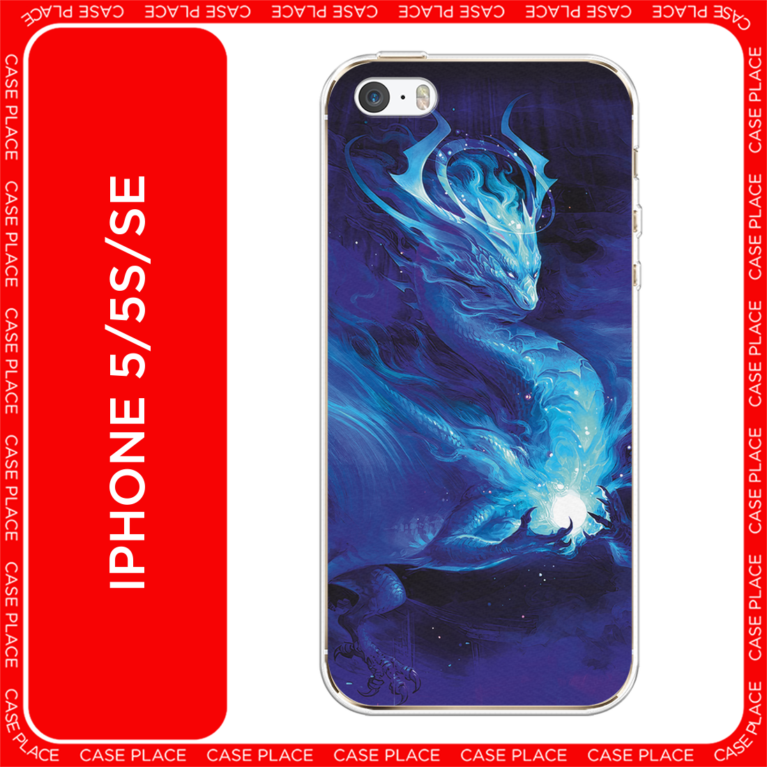 Чехол на Apple iPhone 5/5S/SE / Айфон 5/5S/SE с принтом Лунный дракон