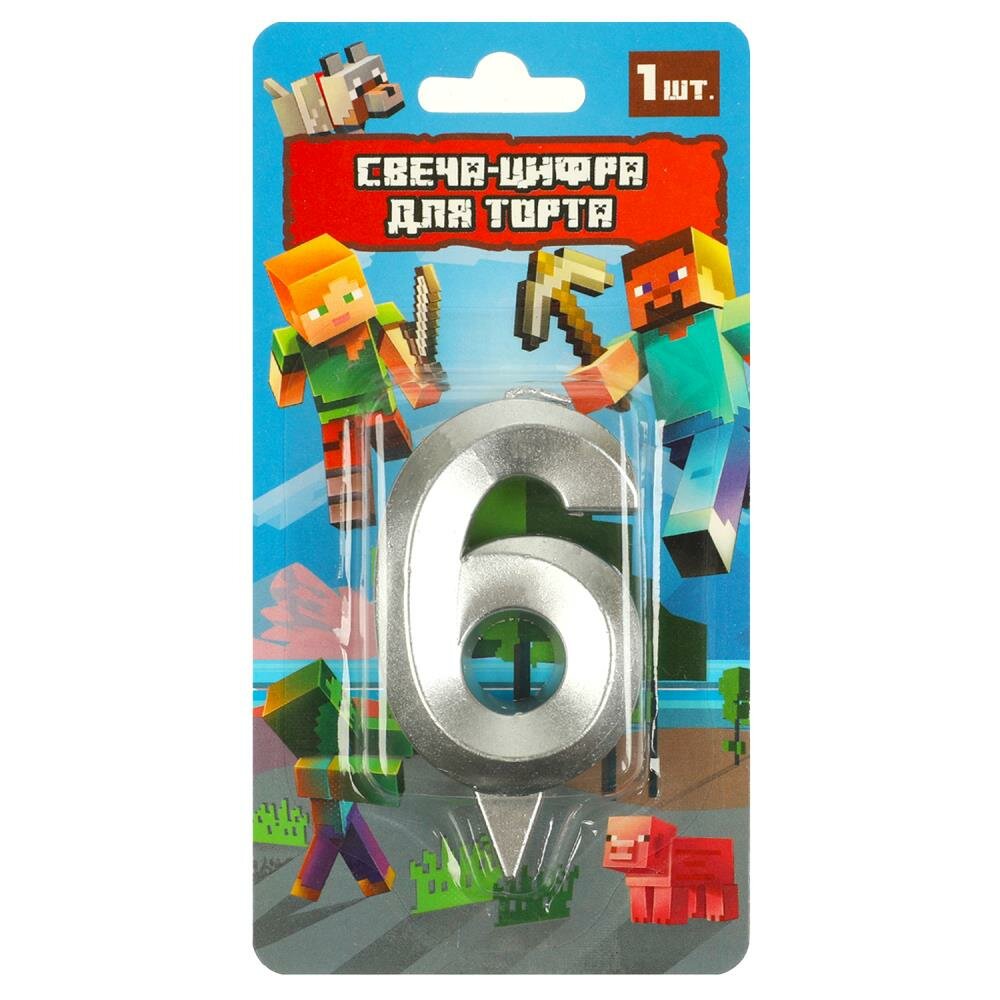 Свеча-цифра 6 для торта Майнкрафт Чудо праздник CC-90775-M