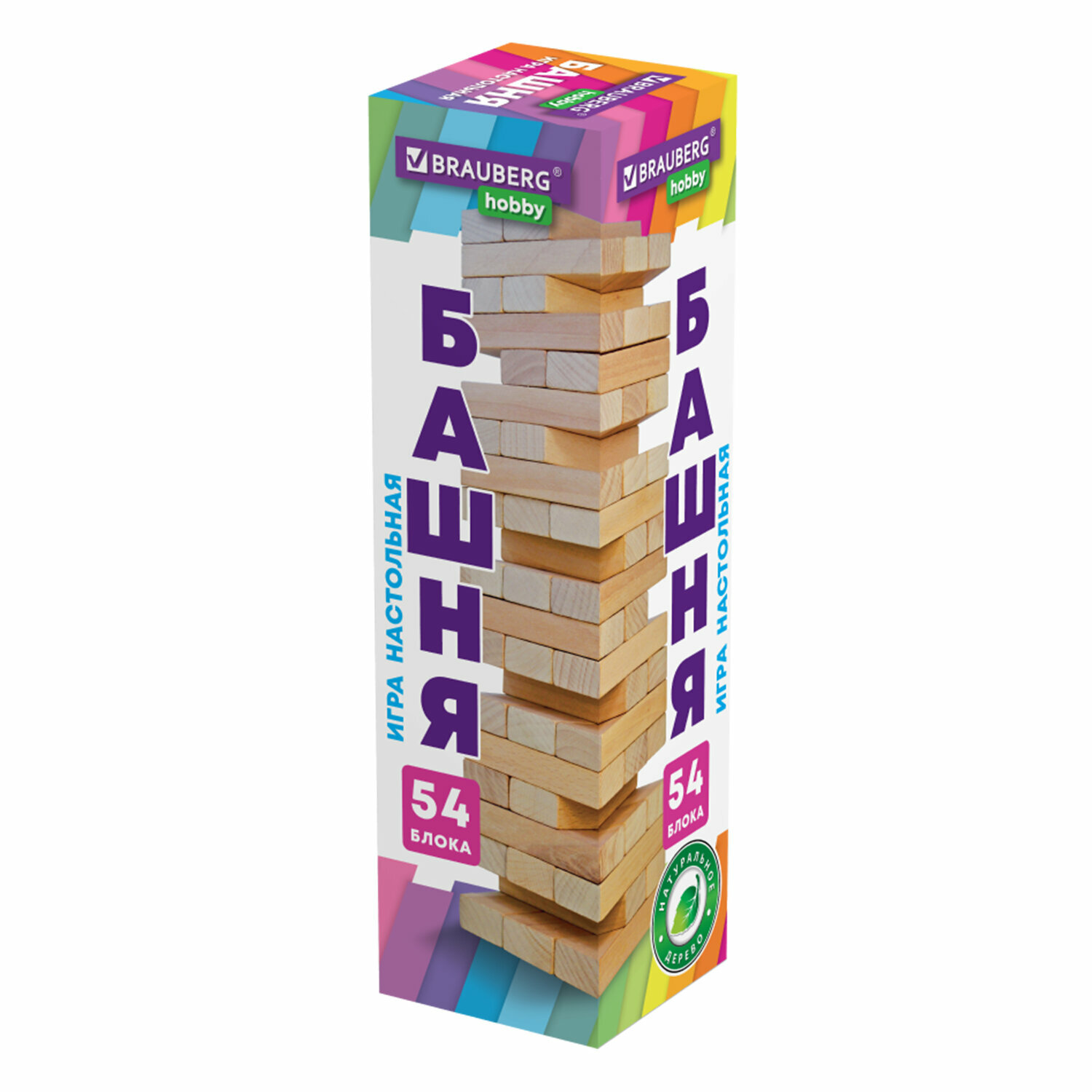 Упаковка 2 шт. Игра настольная "башня", 54 деревянных блока, BRAUBERG HOBBY, 665492