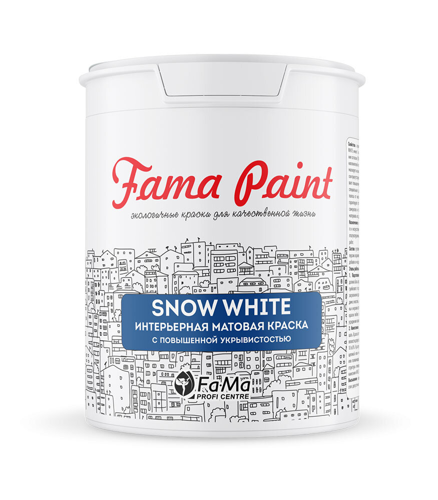 Краска Fama Paint Snow White 0.3л Комильфо FT3C-124 Водно-Дисперсионная Акриловая Матовая для Внутренних Работ / Фама.