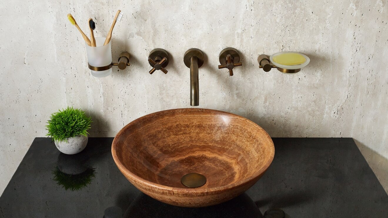 Круглая раковина из коричневого камня оникса Sfera 001081111