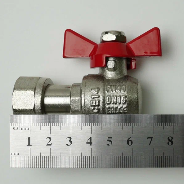 Кран шаровой угловой с накидной гайкой и внутренней резьбой 1x2"