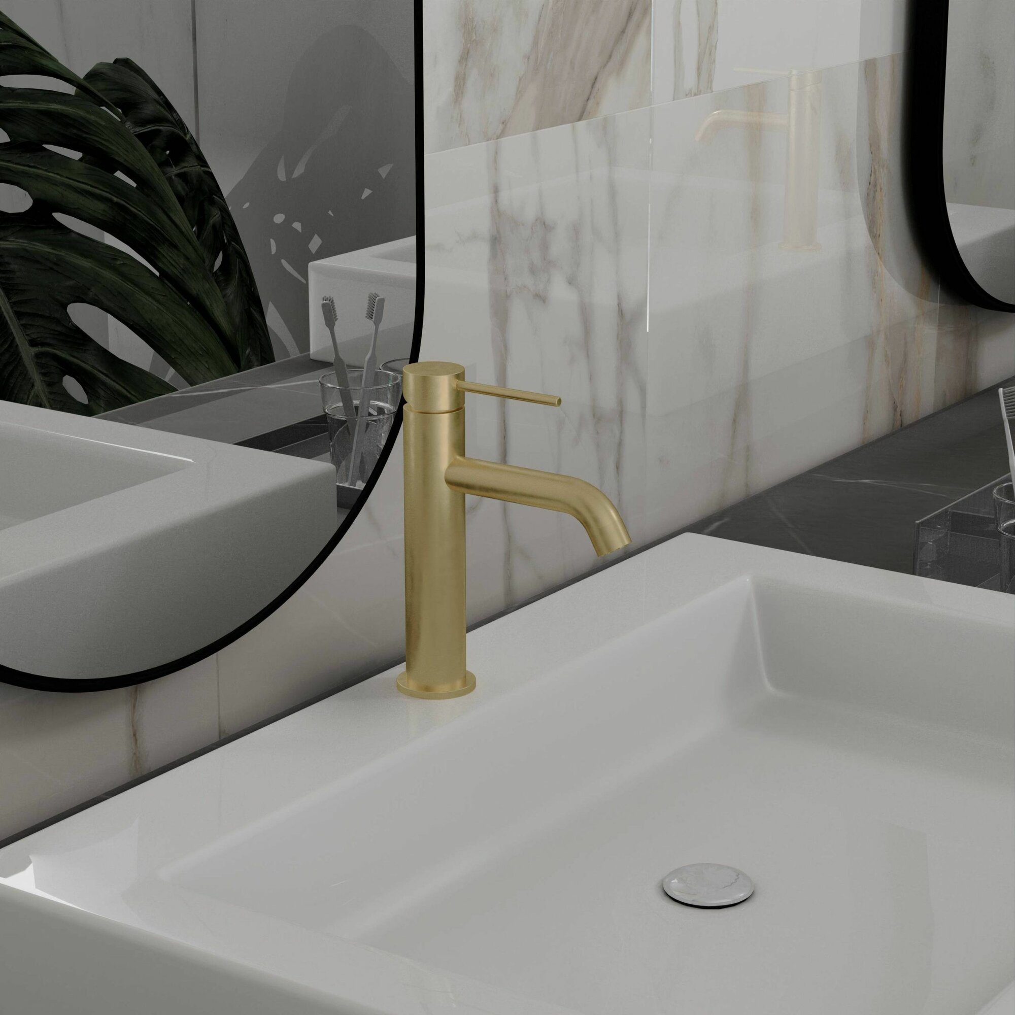 Смеситель для раковины Vincea City VBF-2C1BG однорычажный, брашированное золото