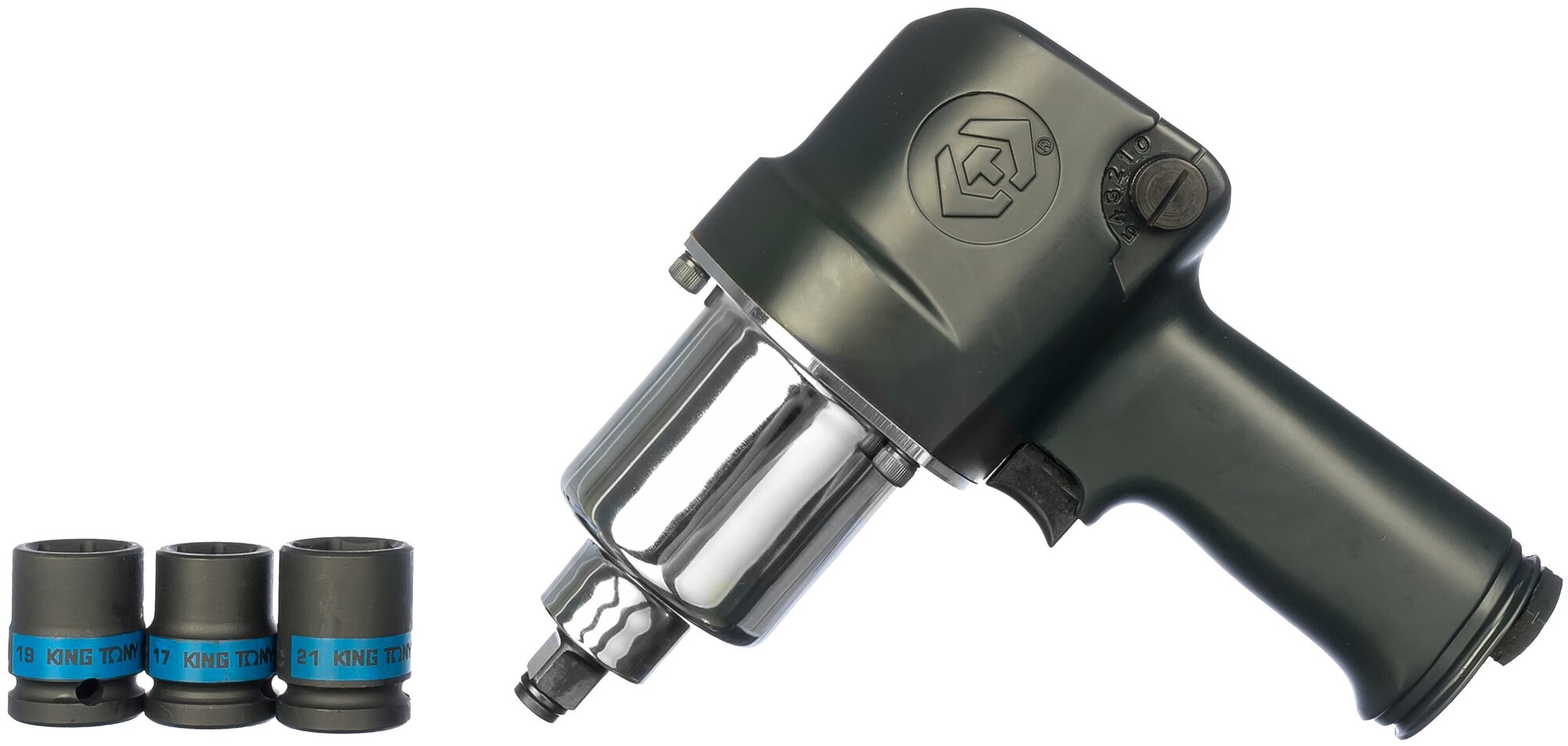 Гайковерт пневматический ударный King Tony P33411-050b, 1/2", 881 Нм, в комплекте 3 торцевые головки .
