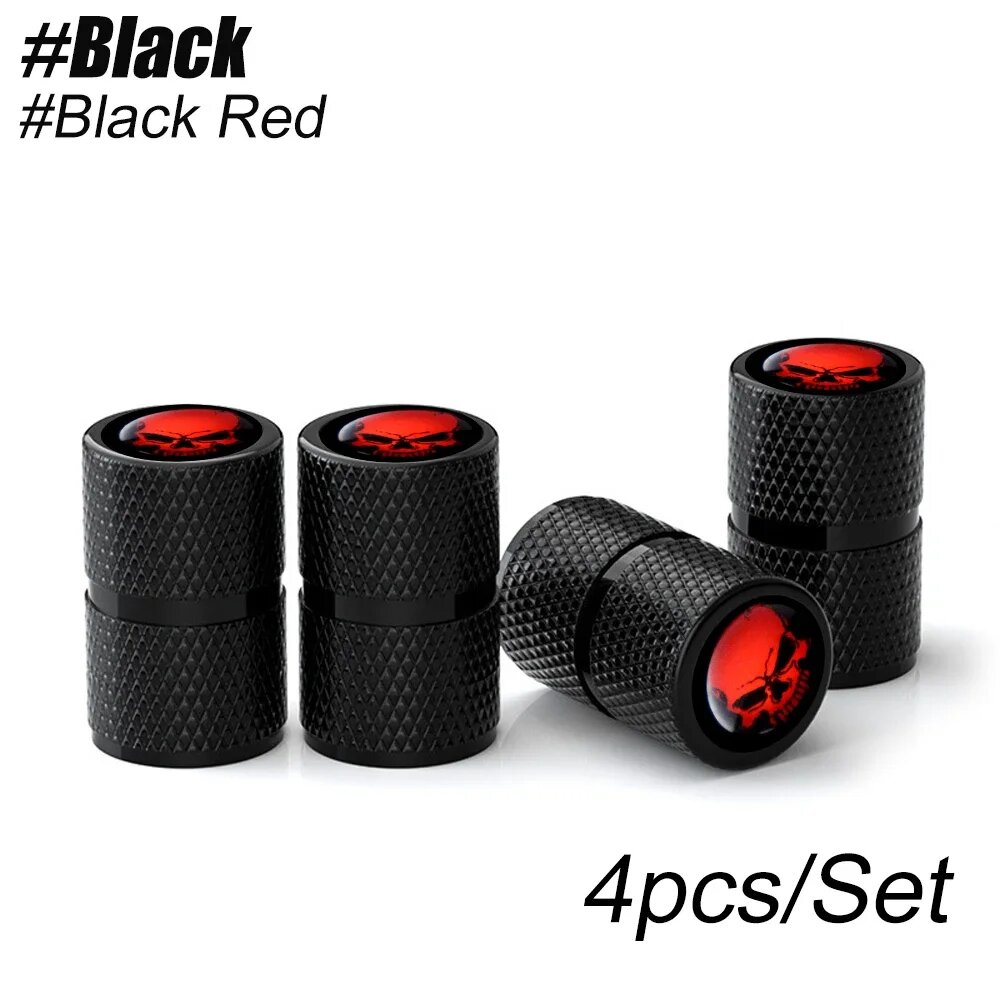 4 шт, колпачки для ниппелей колес Black-BlackRed
