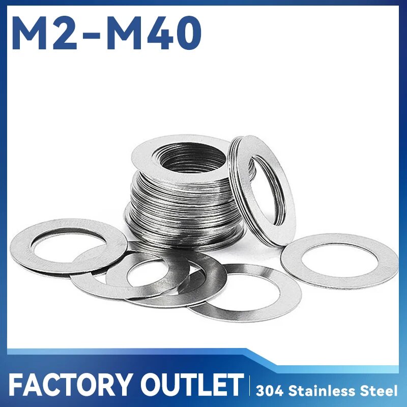 Регулировочные шайбы из нержавеющей стали 304 0.3mm thick, M18x25xThick 10pcs
