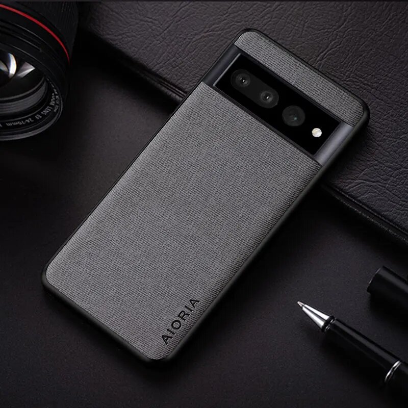 Серый кожаный чехол Aioria для Google Pixel 8