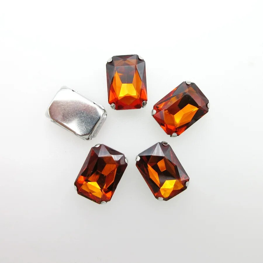 Хрустальные стразы XUCANGJIAN прямоугольной формы Оранжевый, 4x6mm 50pcs, A14 Tea Color