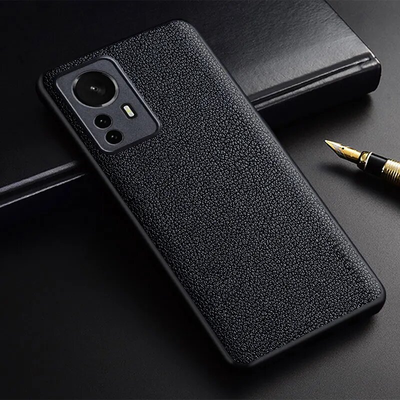Чехол Xiaomi 12 Lite черный из искусственной кожи