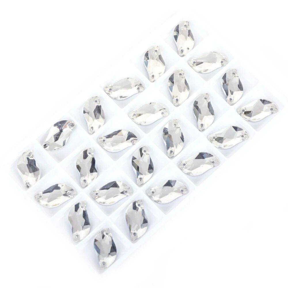 Стразы 14x30mm белые, 12шт, S-образные кристаллы