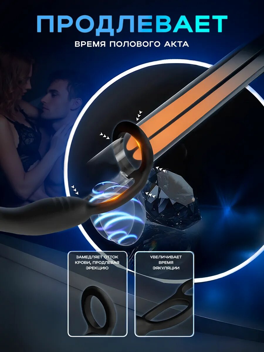 Анальная вибропробка с кольцом для члена