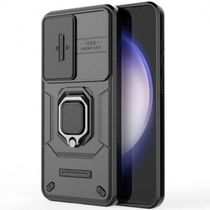 Transformer Ring Holder Противоударный чехол с кольцом и шторкой камеры для Samsung Galaxy S24 FE