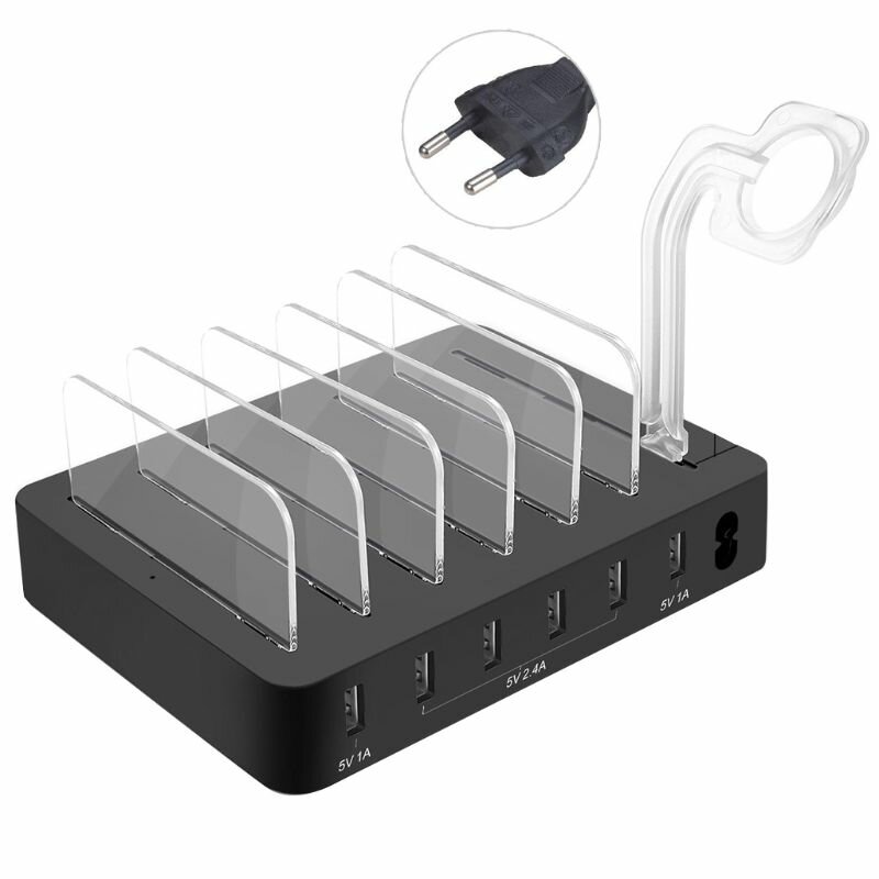 Многопортовое USB-зарядное устройство универсальная настольная подставка для зарядки-черный-Европейский стандарт
