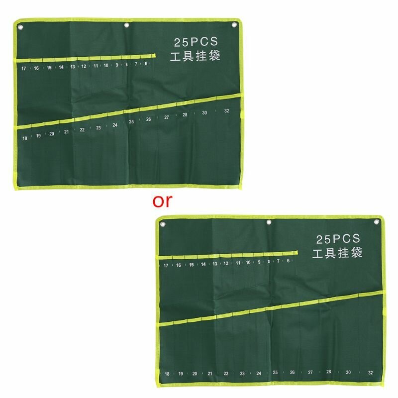 Прочный холщовый гаечный ключ с 25 карманами, свернутая сумка для хранения инструментов