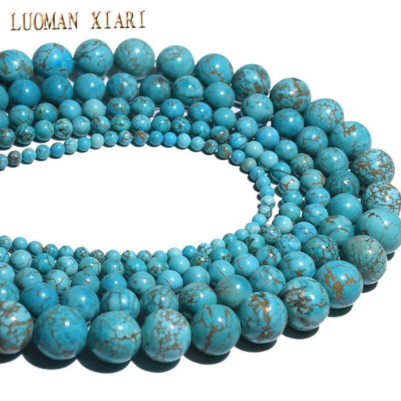 Натуральный бирюза, голубые бусины 6 мм, LUOMAN XIARI, 60 шт.