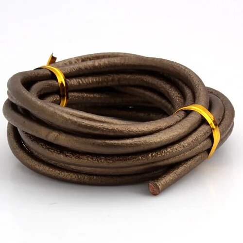 OLINGART Круглый кожаный шнур 4 мм 2 м коричневый черный 4MM 008 2M