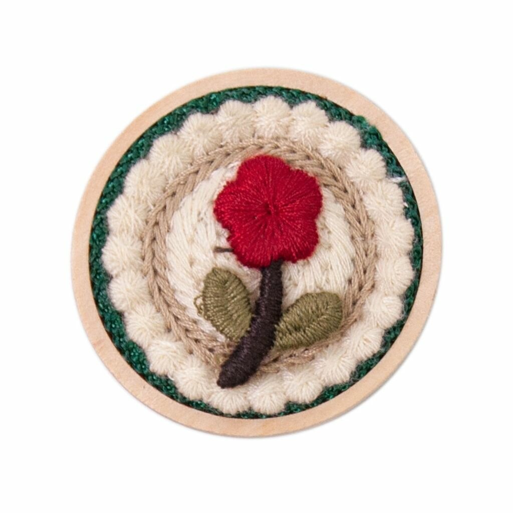 Швейные инструменты, Ретро объемный деревянный проводник для иглы - красный цветок