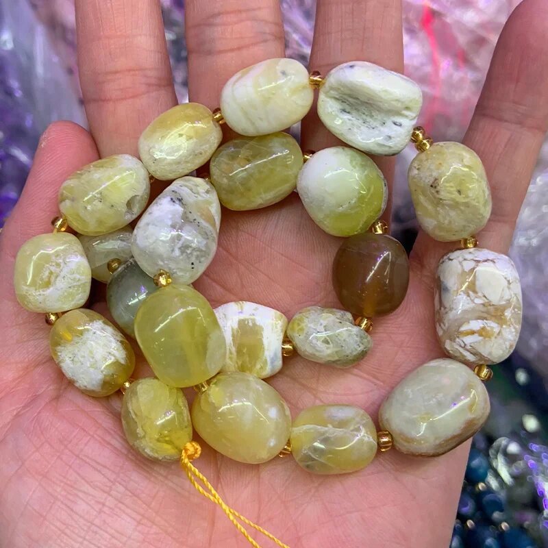 Бусины из натурального опала, тигрового глаза и апатита Furiosa Yellow Opal