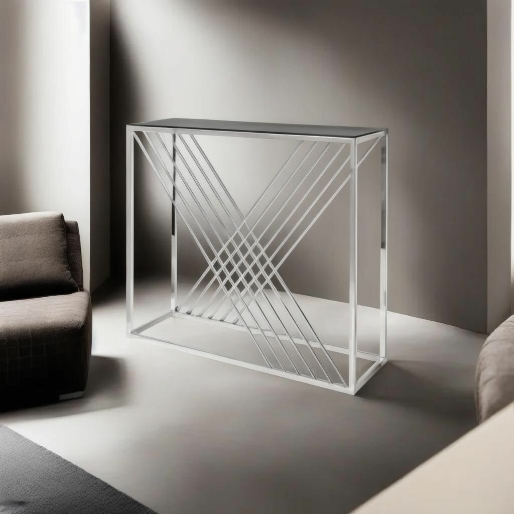 Консольный столик даллас 800х875х250мм (хром/стекло серое графит)