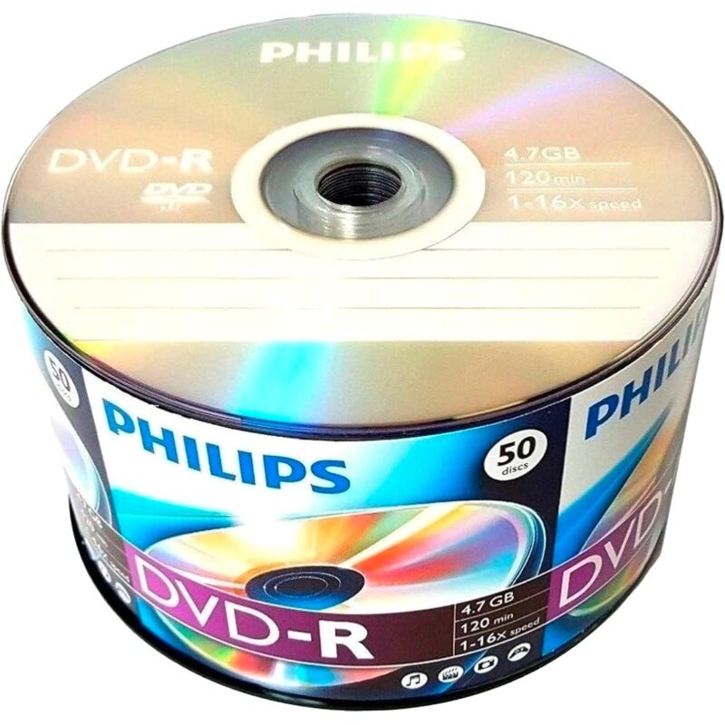 Носители информации DVD-R Philips 4.7 Gb, скорость записи 16x, 50 шт (DM416U50F/97)