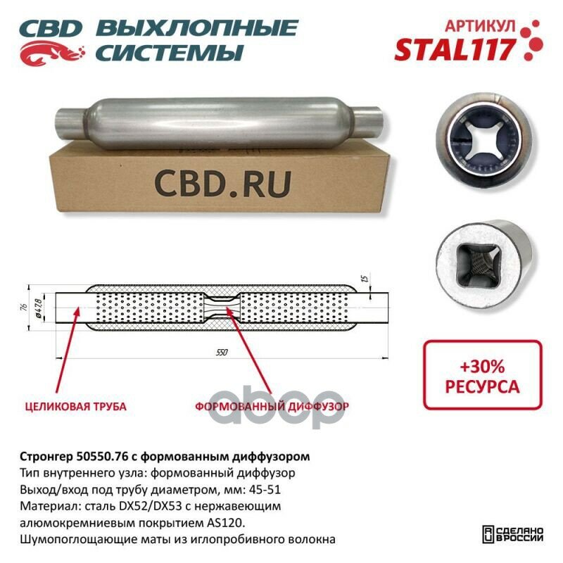 Стронгер пламегаситель 50550.76 перфорированный диффузор CBD арт. STAL117